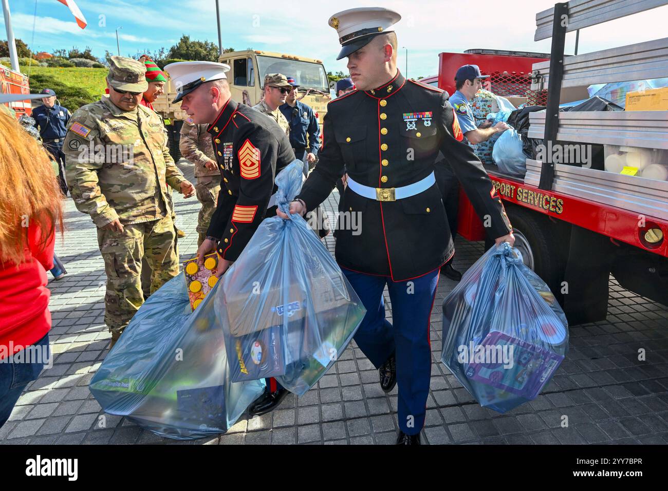 U.S. Marines 1st Sgt. Tyler Sheets, left, and Sgt. Zachary Snyder, from ...