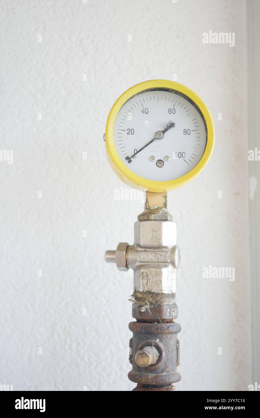 An Industrial Pressure Gauge Installed on a Pipe System for Monitoring ...