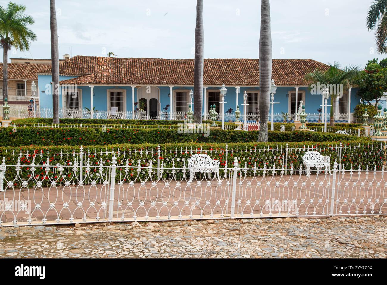 The Plaza Mayor with the historical colonial buildings and Palacio ...