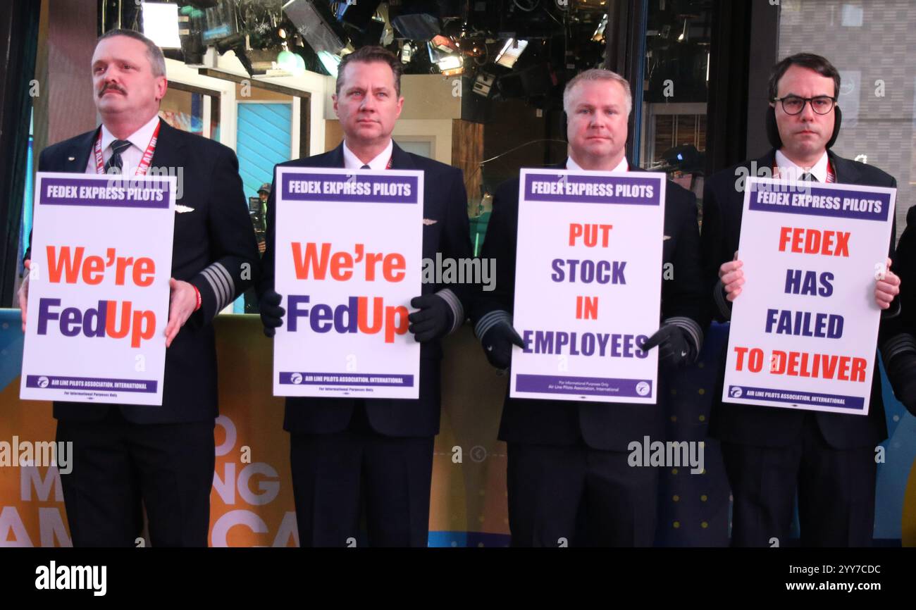 New York, NY, USA. 19th Dec, 2024. FedEx Pilots stage protest in front ...