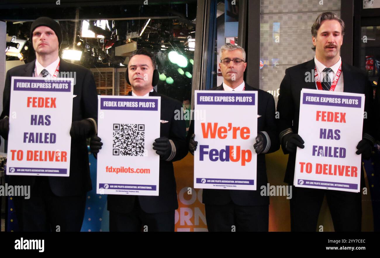 New York, NY, USA. 19th Dec, 2024. FedEx Pilots stage protest in front ...