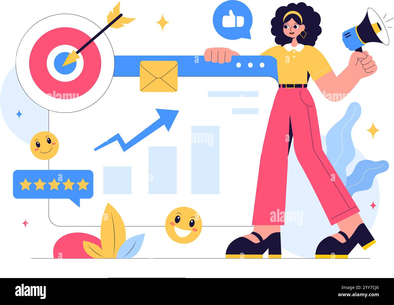 Positive Public Relations Vector Illustration featuring Successful ...