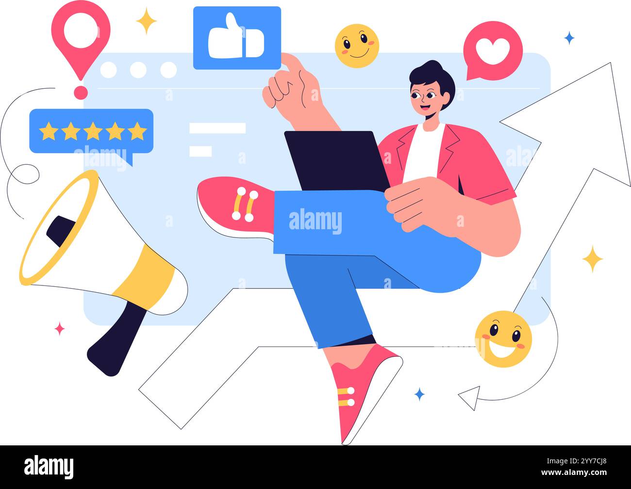 Positive Public Relations Vector Illustration featuring Successful ...