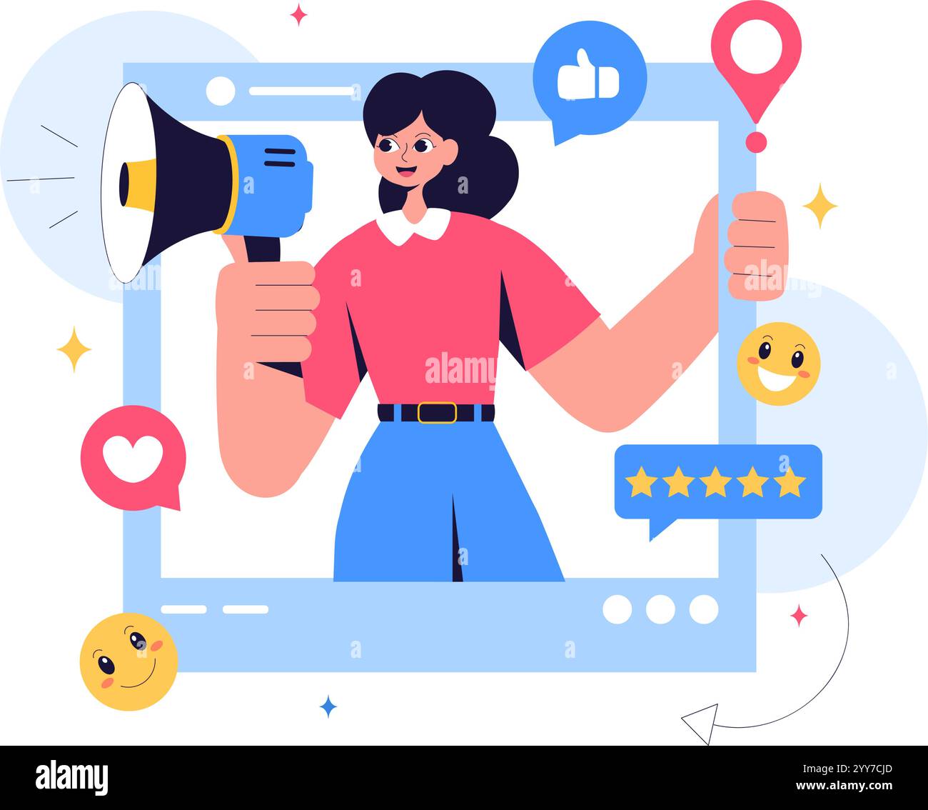 Positive Public Relations Vector Illustration featuring Successful ...