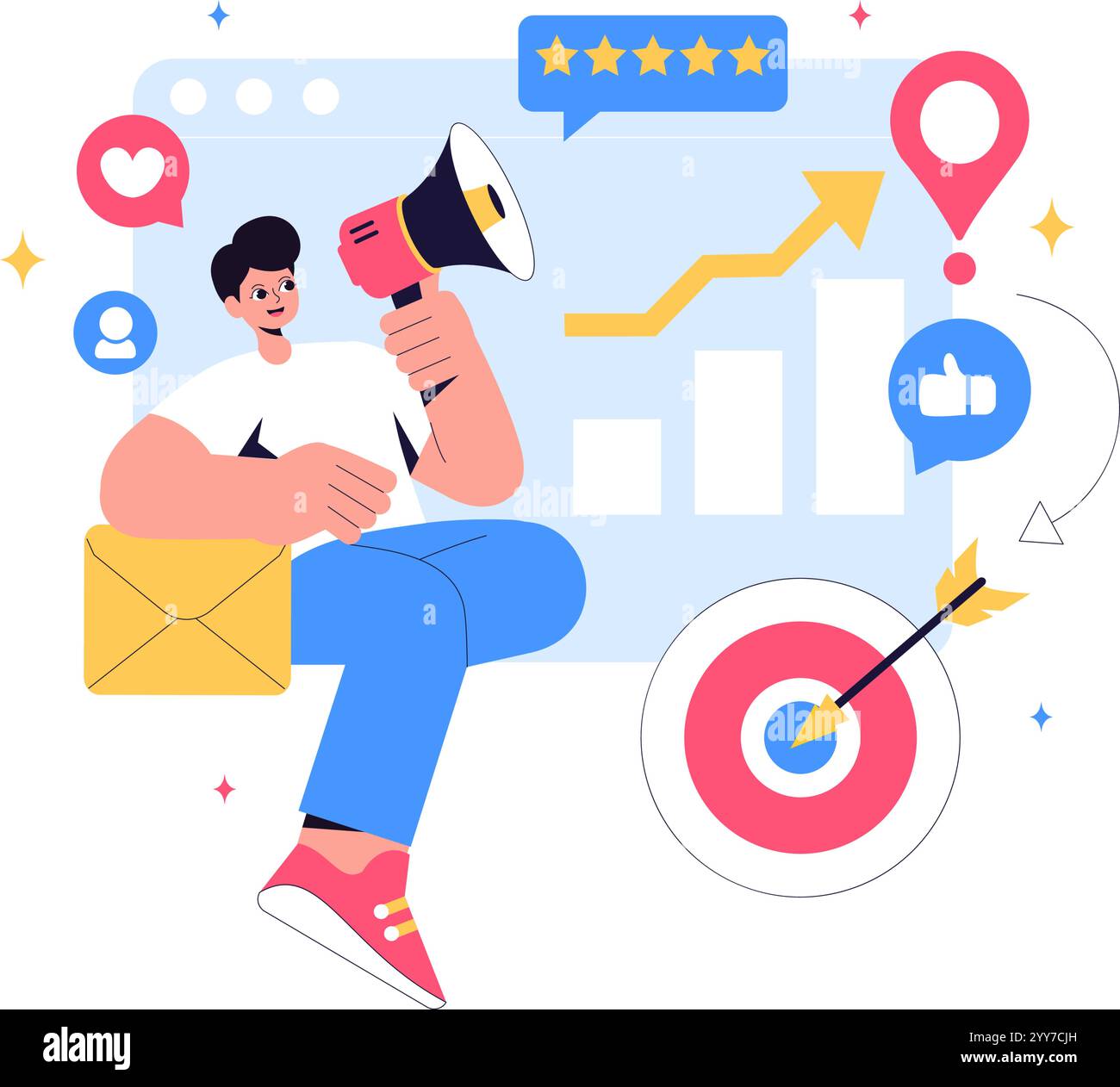 Positive Public Relations Vector Illustration featuring Successful ...