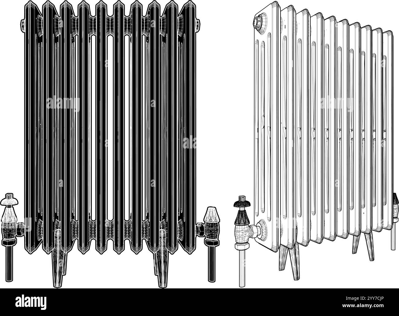 Cast Iron Radiator Vector. Central Heating Radiator Illustration ...