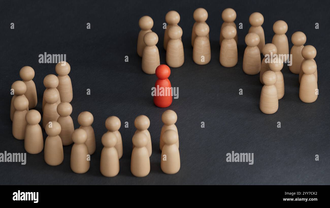 Business team leadership with one person standing out from the crowd ...