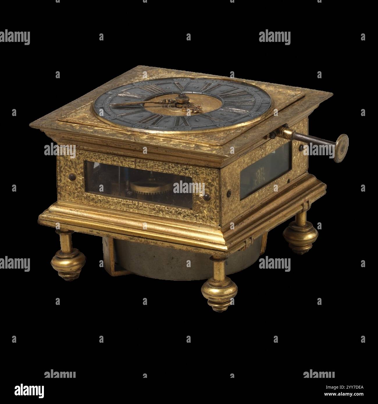 Antique 17th Century German Brass Table Clock by Kleinschmidt Stock Photo - Alamy