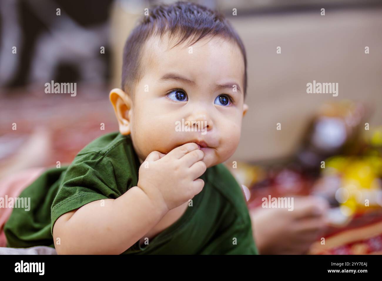 Cheerful Baby Boy in a Natural Pose. Innocent Baby Boy Full of Charm ...