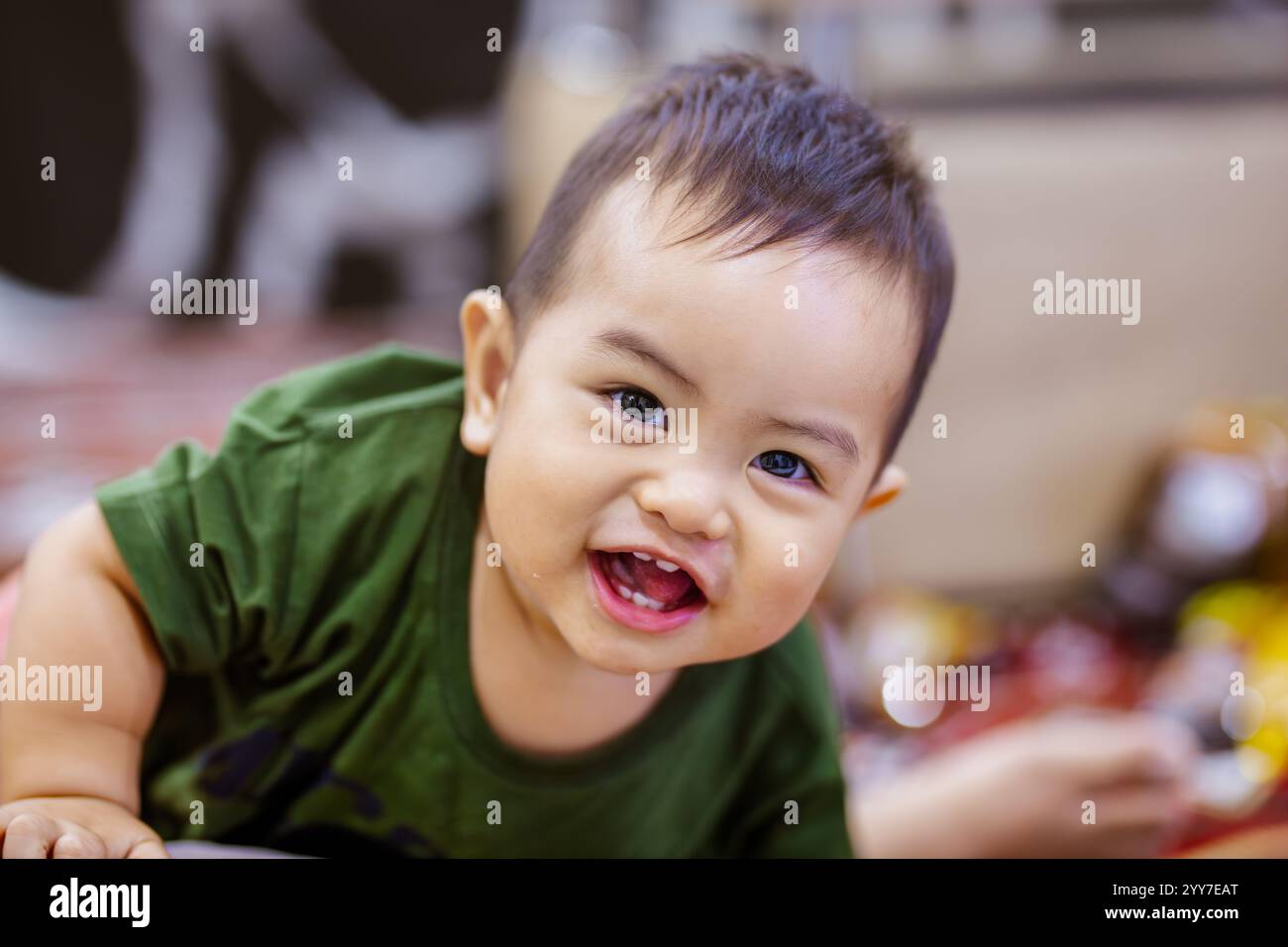 Cute Baby Boy with a Playful Expression. Happy and Playful Asian Baby ...