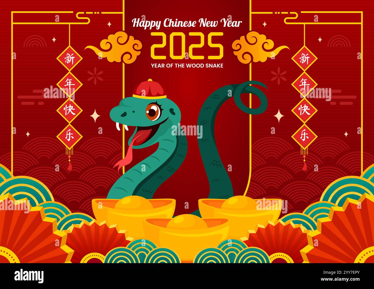 Happy Chinese New Year 2025 Vector Illustration. Translation: Year of ...