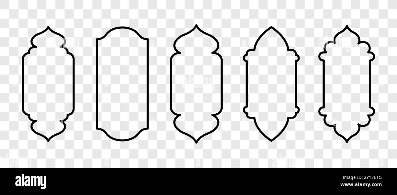 Shape Islamic Door and Windows. Set of black Muslim frames. Outline ...