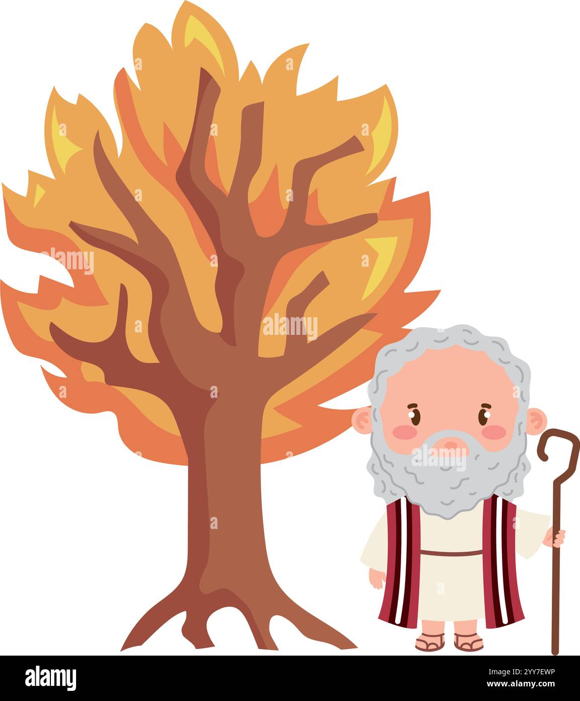 cute moses and the burning tree Stock Vector Image & Art - Alamy