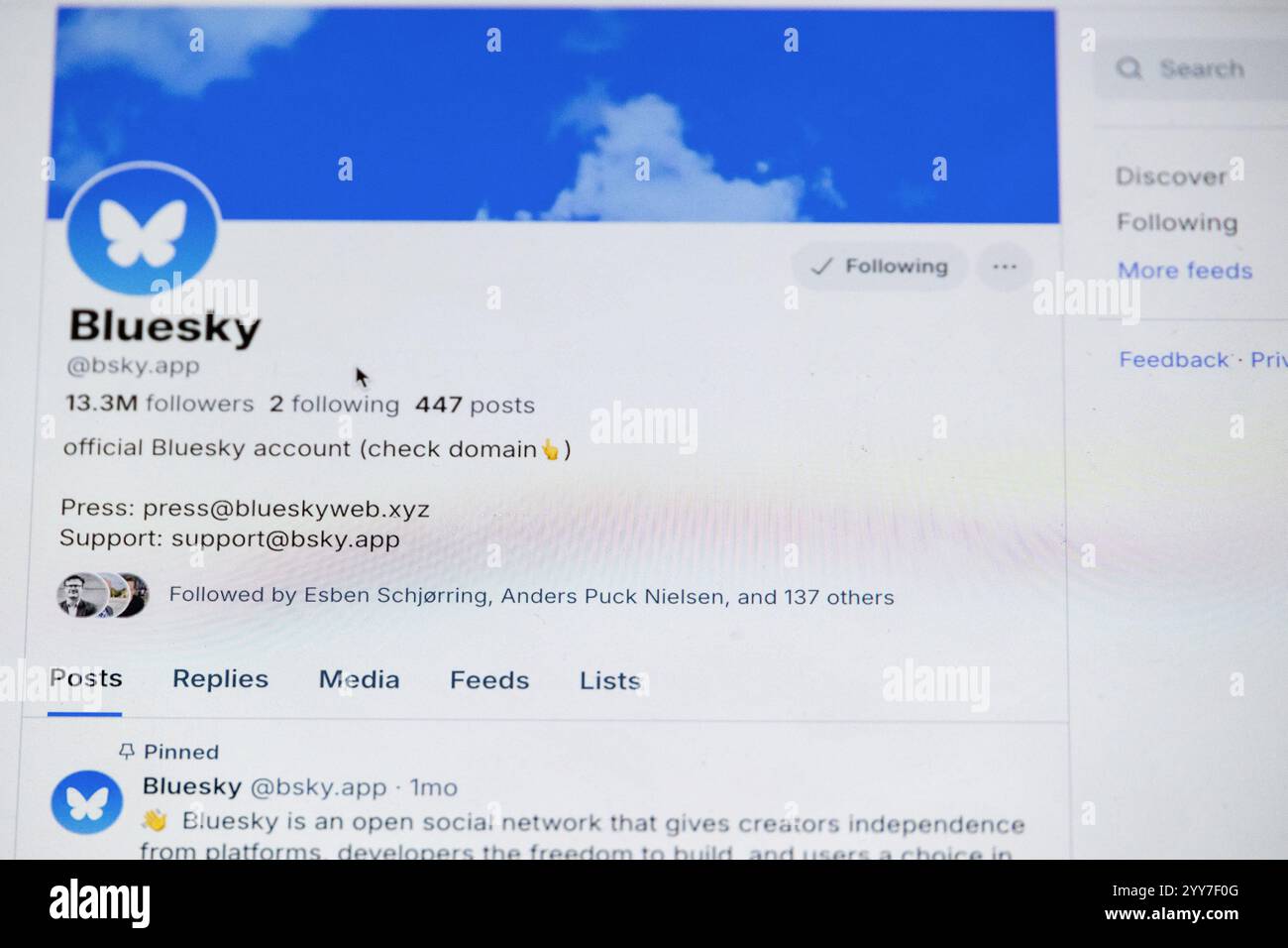 In this photo illustration, the Bluesky logo is displayed on a computer Stock Photo - Alamy