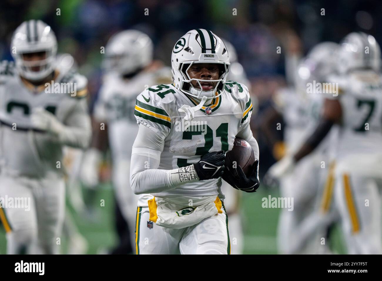 Green Bay Packers running back Emanuel Wilson runs with the ball during ...
