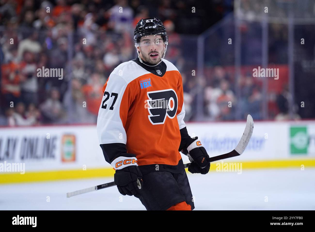 Philadelphia Flyers' Noah Cates plays during an NHL hockey game ...