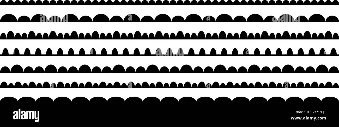 Wavy repeating pattern border set. Scallop shape frame element ...