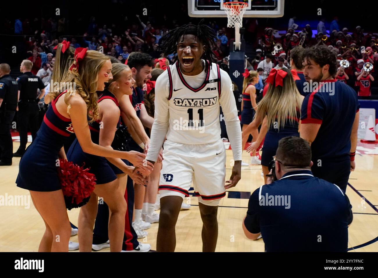 Dayton's Malachi Smith (11) reacts after the team's 66-65 victory over ...