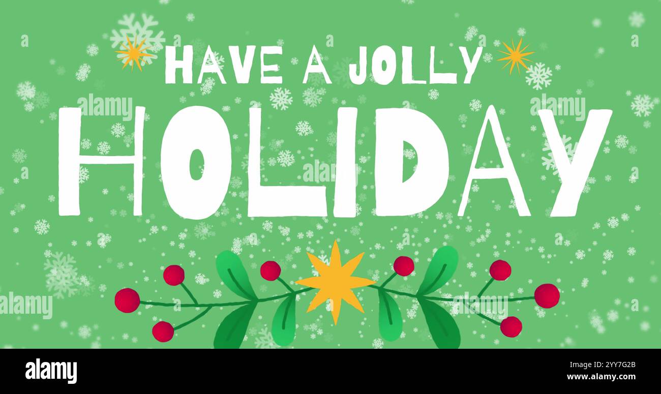 Festive holiday greeting displayed on a green background, with copy ...