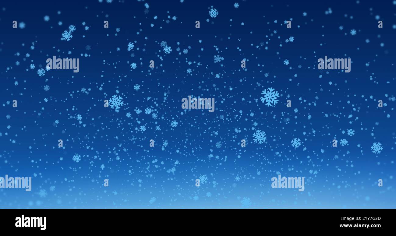 Image of snowflakes falling over blue background. Christmas, tradition ...