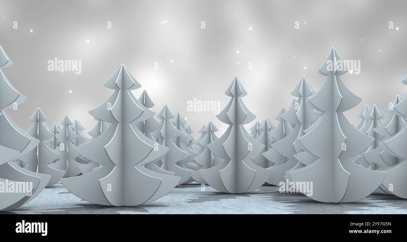 Image of white fir trees on white background. Christmas, tradition and ...