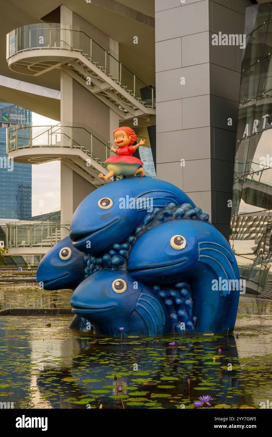 The Blue Fishes sculpture at the Art Science Museum, Singapore Stock ...