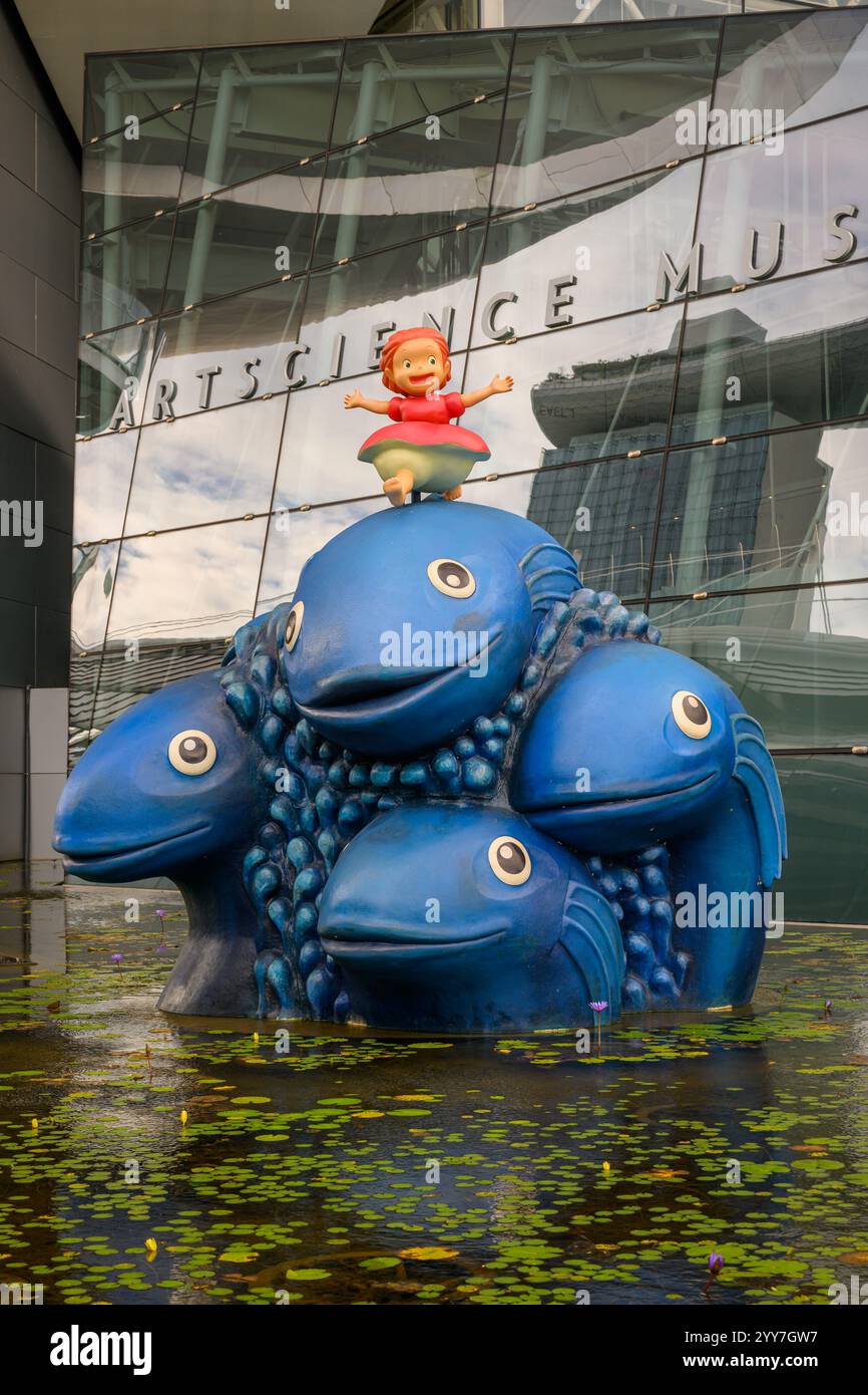 The Blue Fishes sculpture at the Art Science Museum, Singapore Stock ...