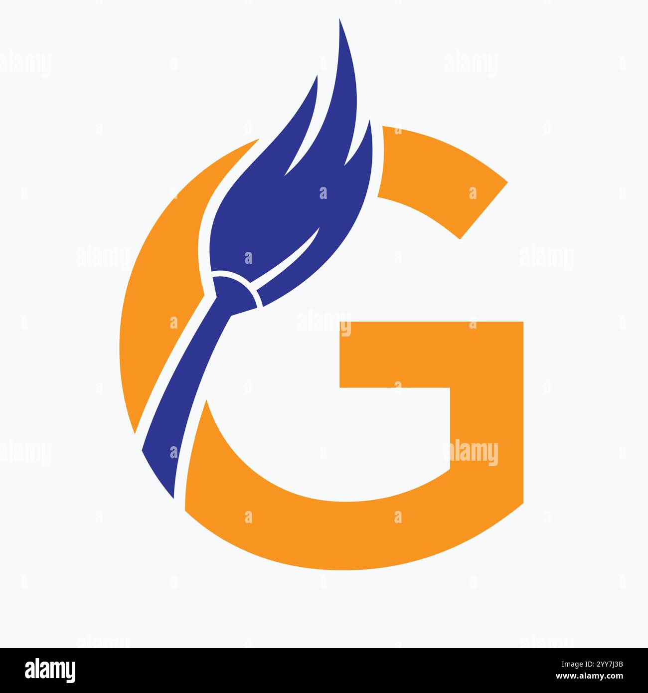 Initial Letter G House Cleaning Logo Concept With Clean Brush Symbol ...