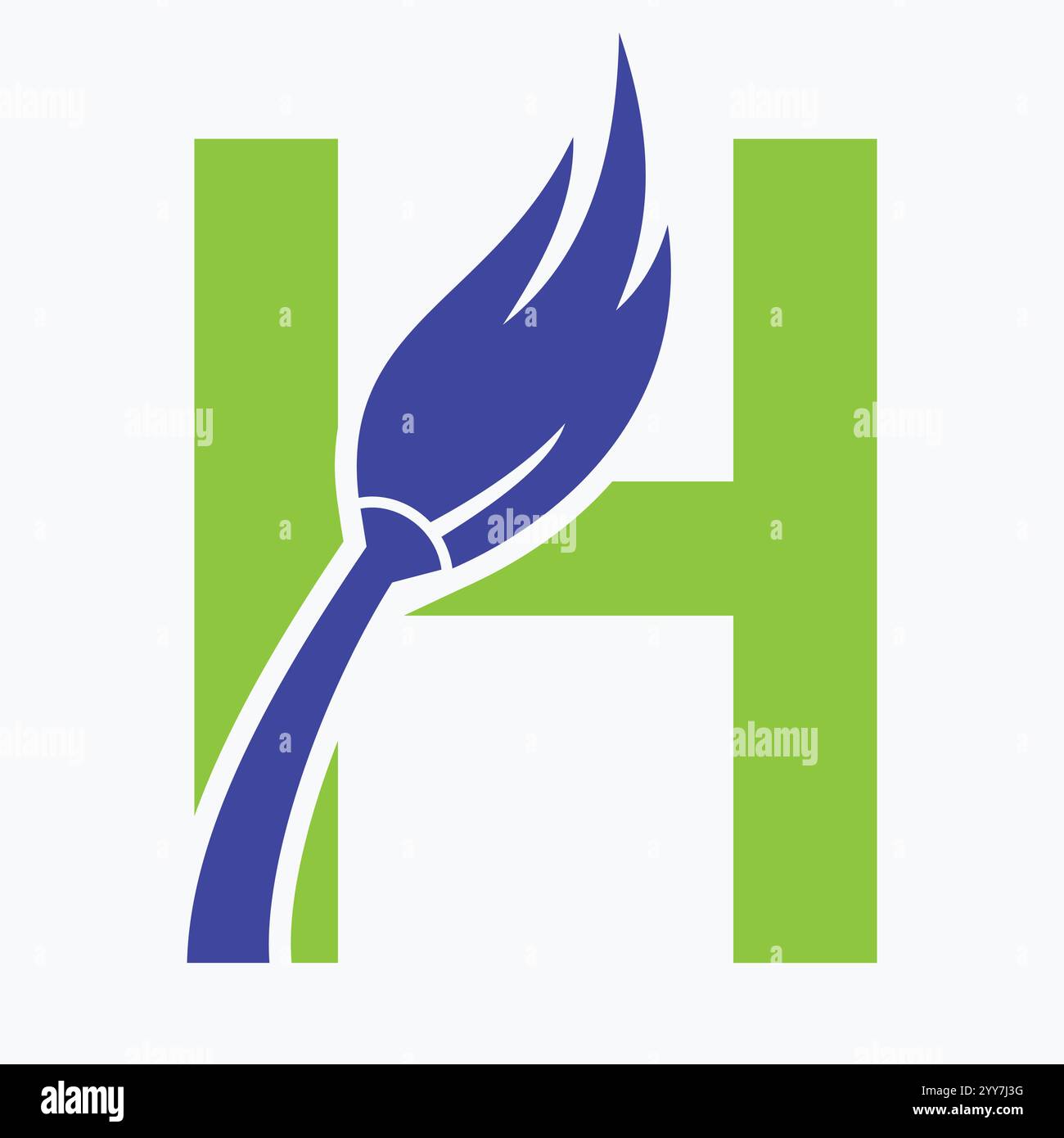 Initial Letter H House Cleaning Logo Concept With Clean Brush Symbol ...