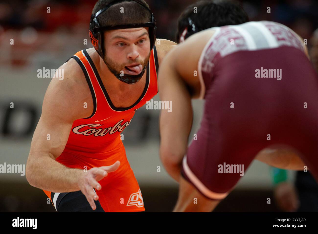 Stillwater, Oklahoma, USA. 19th Dec, 2024. Oklahoma State wrestler ...