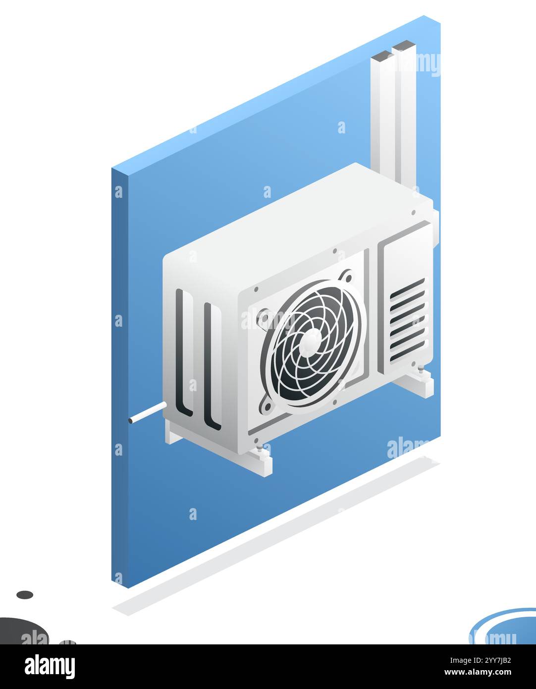 Outdoor Unit of Air Conditioner. Vector Illustration. Isometric Concept ...