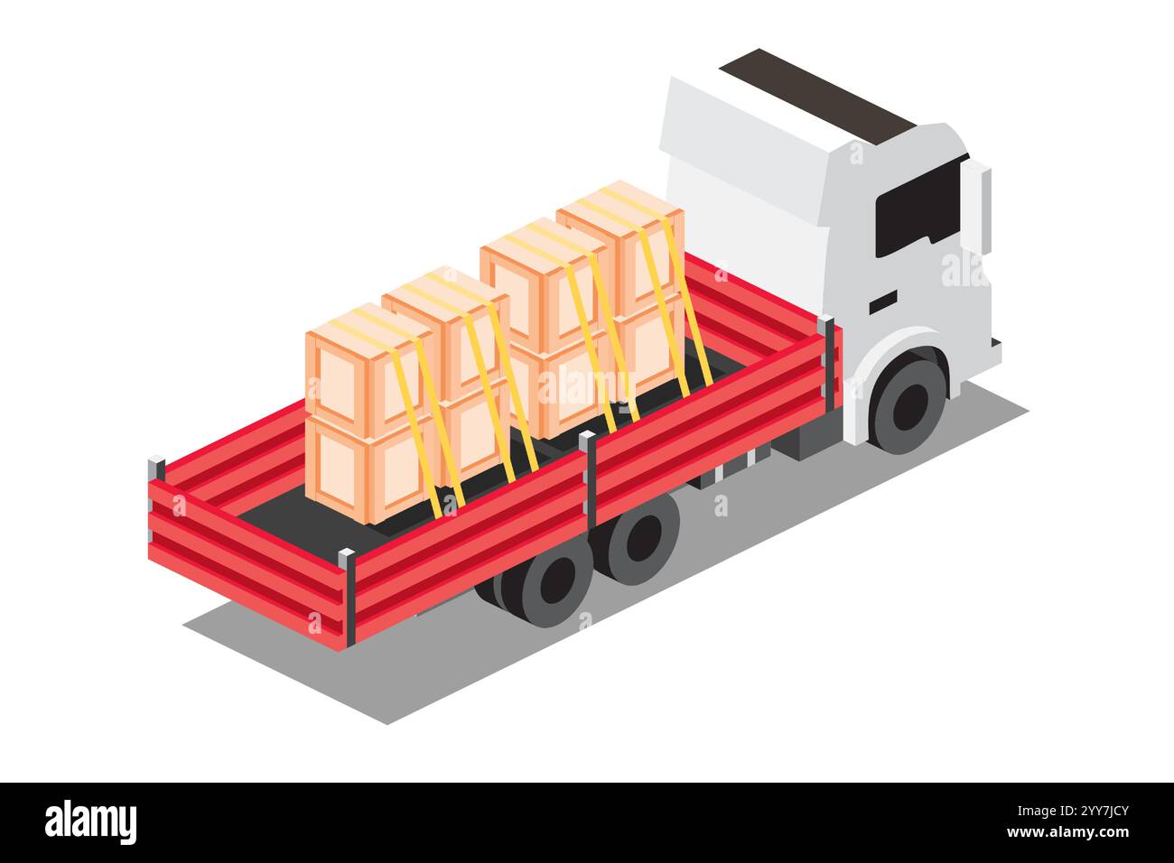 Isometric Flatbed Cargo Truck with Boxes. Commercial Transport ...