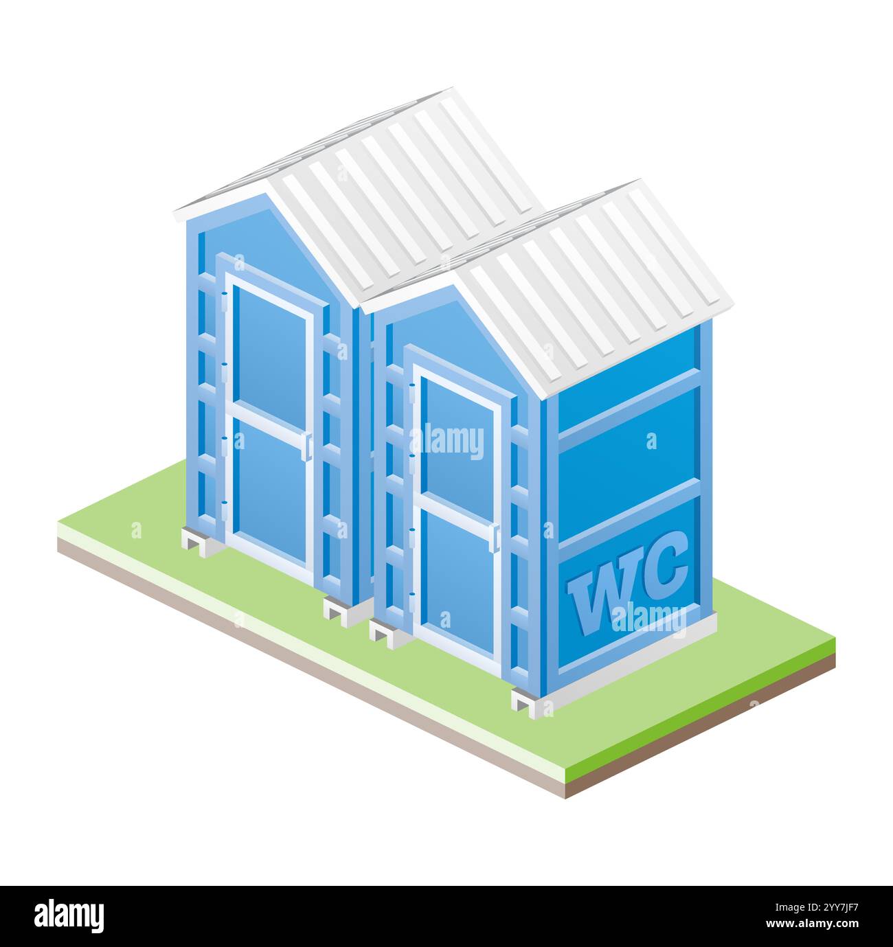 Two portable chemical toilets. Isometric dry water closet cabin. Vector illustration. Object ...