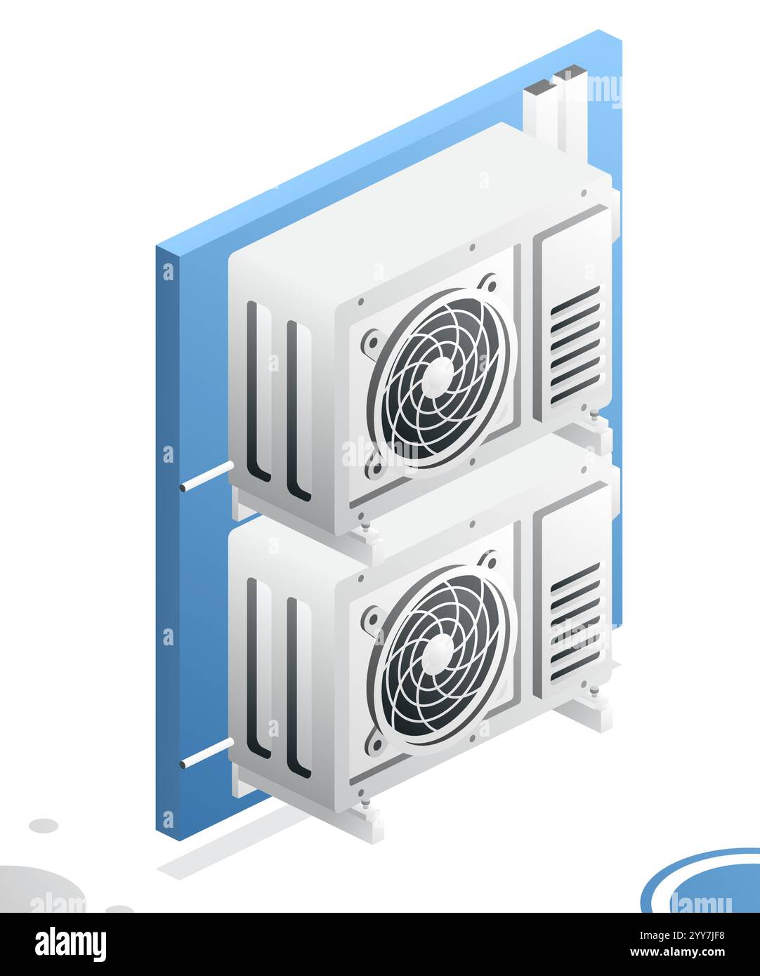 Two Outdoor Units of Air Conditioner. Vector Illustration. Isometric ...