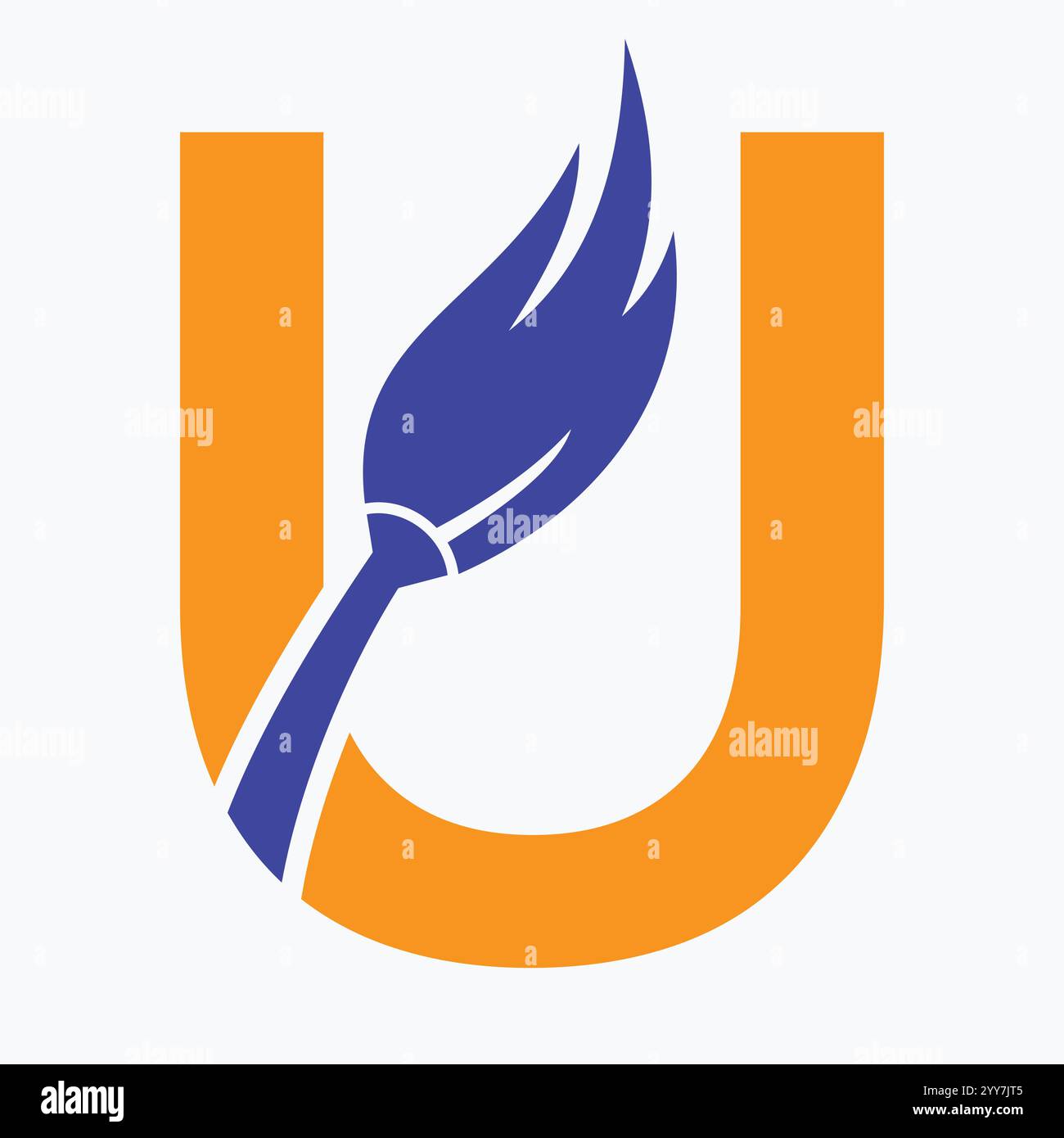 Initial Letter U House Cleaning Logo Concept With Clean Brush Symbol ...