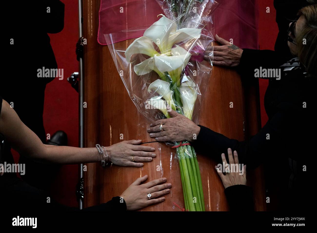 Family members accompany the coffin of Mexican actress Silvia Pinal ...