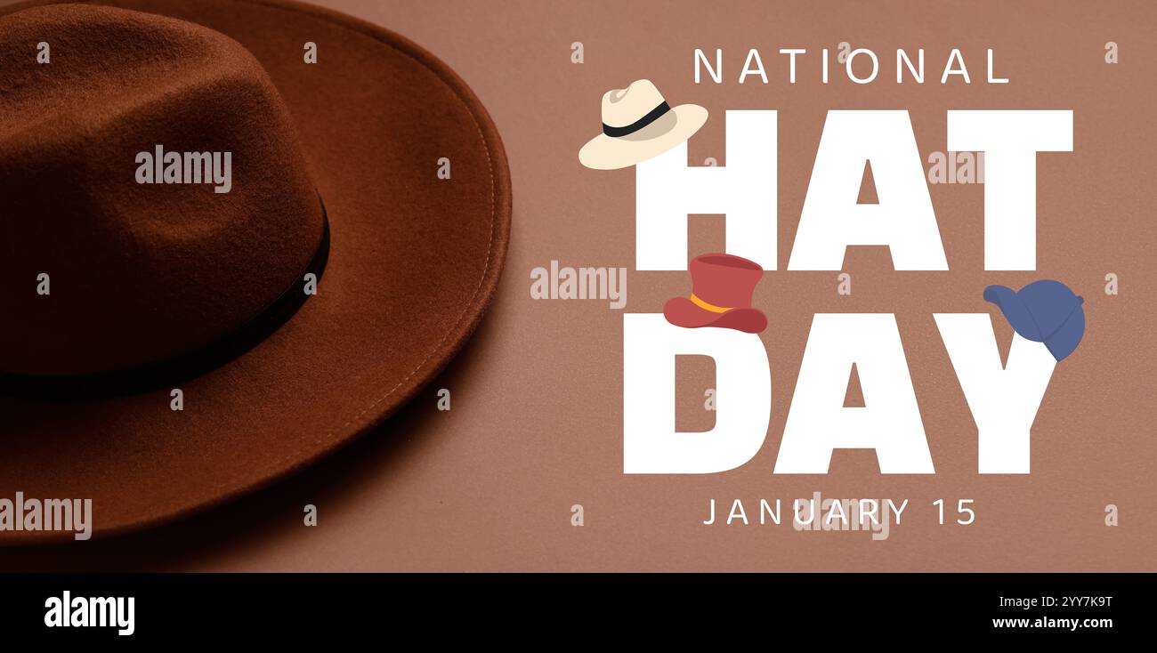 Banner for National Hat Day with felt hat Stock Photo - Alamy