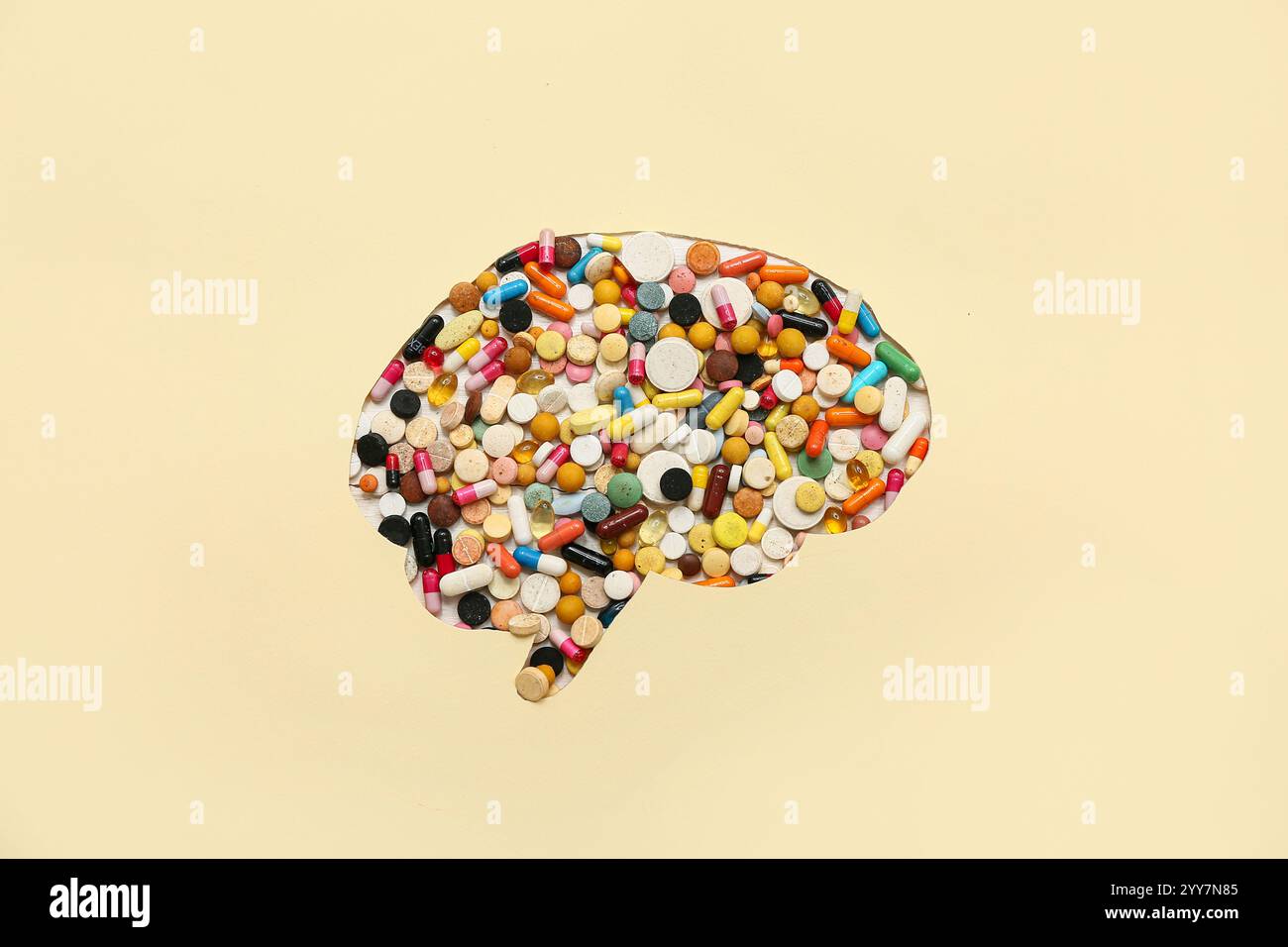 Pills in human head hi-res stock photography and images - Alamy