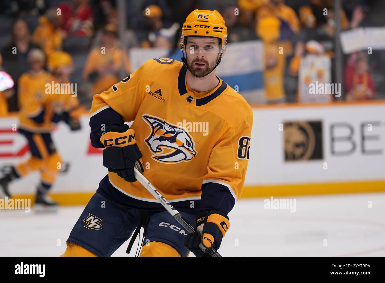Nashville Predators center Tommy Novak (82) warms up for the team's NHL ...
