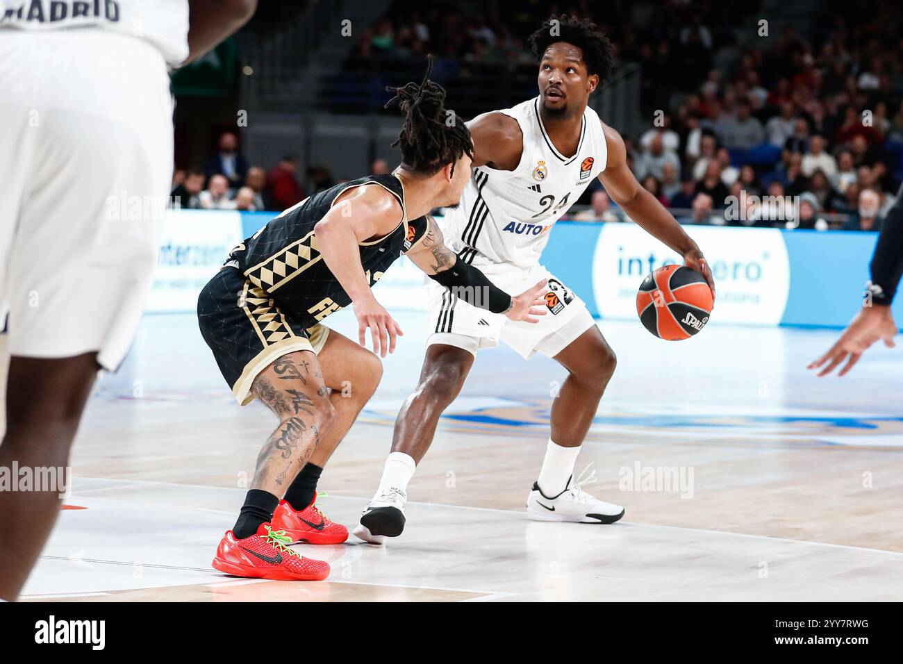 Matthew Strazel of AS Monaco and Andres Feliz of Real Madrid during the ...