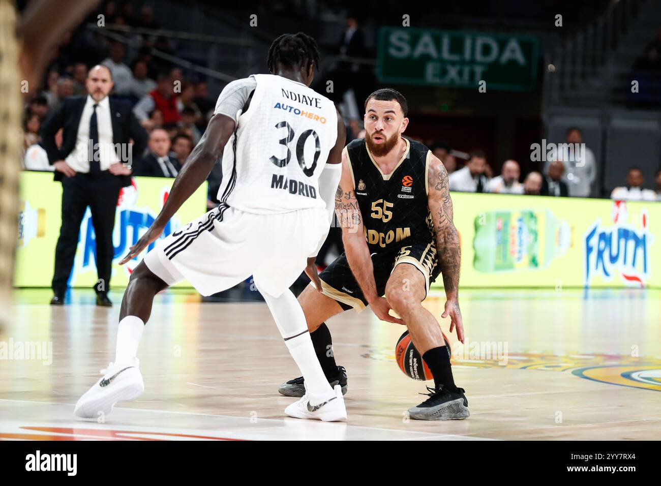 Eli John Ndiaye of Real Madrid and Mike James of AS Monaco during the Turkish Airlines ...