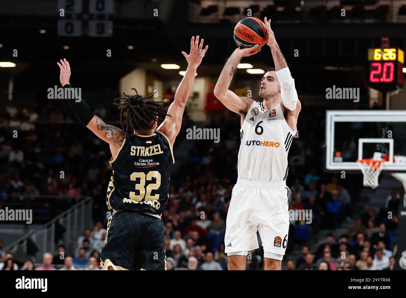 Matthew Strazel of AS Monaco and Alberto Abalde of Real Madrid during ...