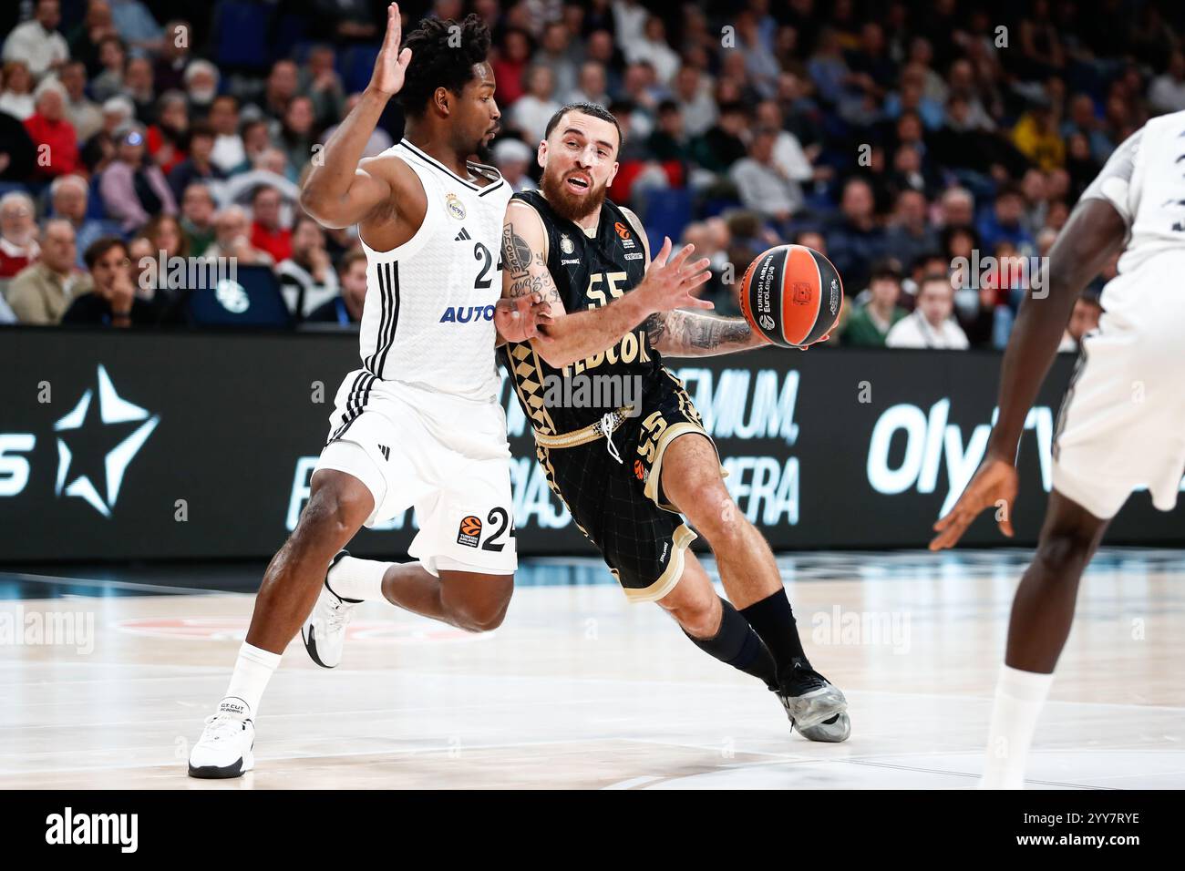 Andres Feliz of Real Madrid and Mike James of AS Monaco during the ...