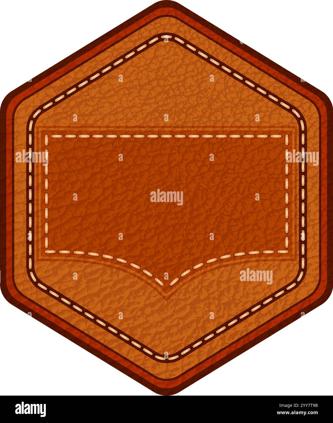 Leather label with grungy texture and seam. Brown lag element or sign ...