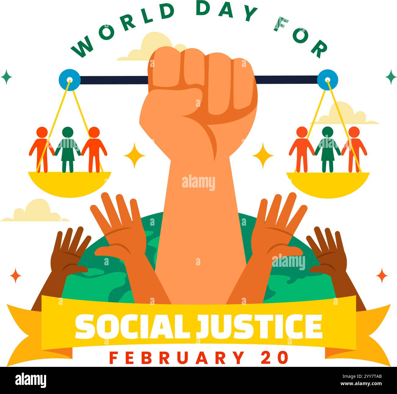 World Day of Social Justice Vector Illustration Featuring Scales and a ...