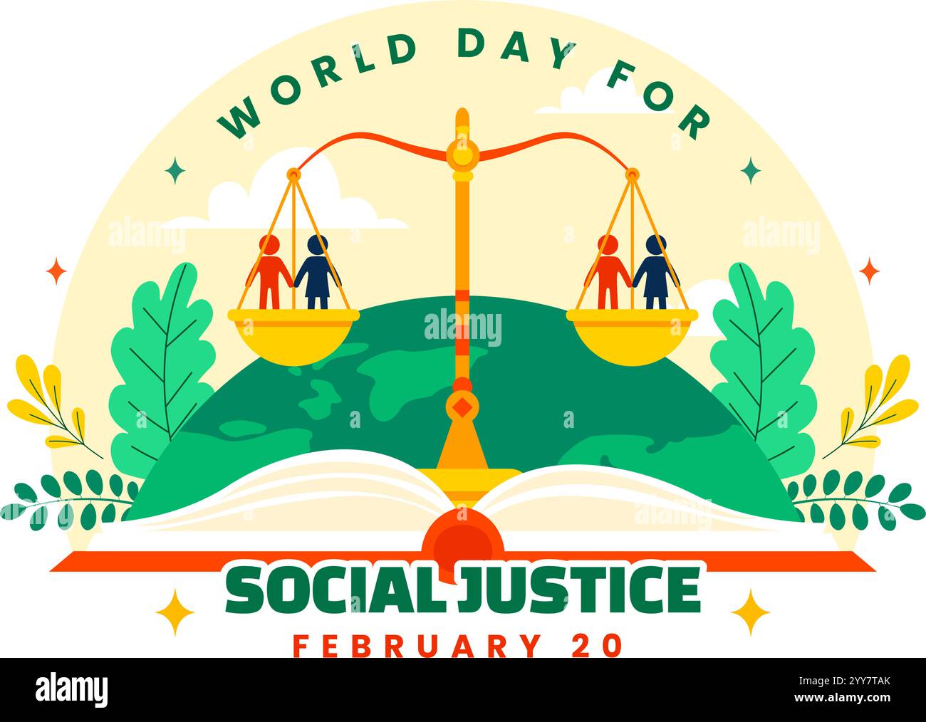 World Day of Social Justice Vector Illustration Featuring Scales and a ...