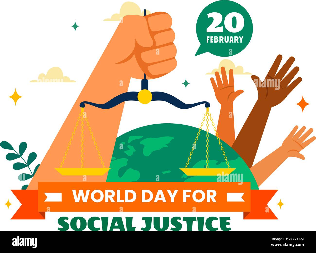 World Day of Social Justice Vector Illustration Featuring Scales and a ...