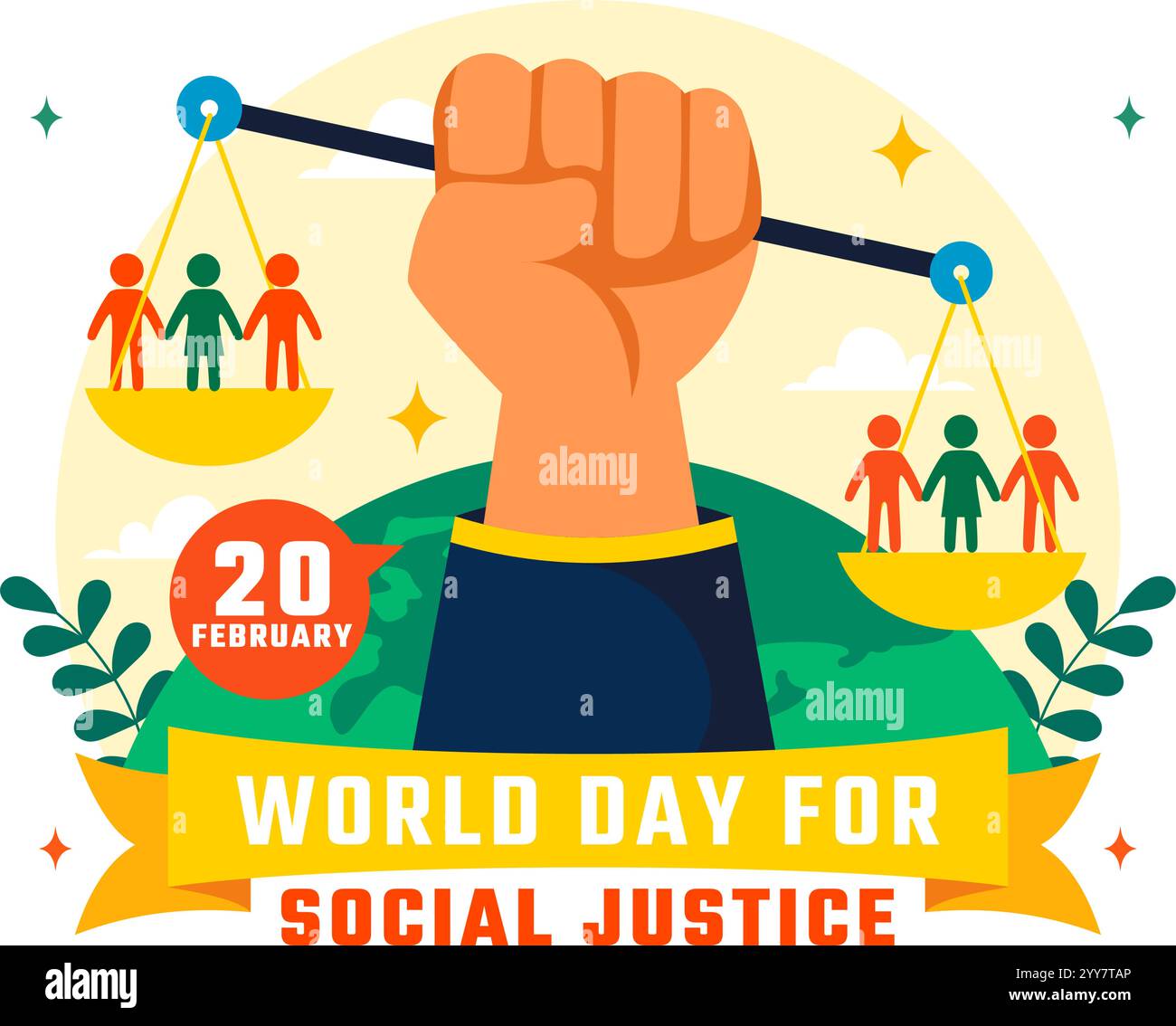World Day of Social Justice Vector Illustration Featuring Scales and a ...