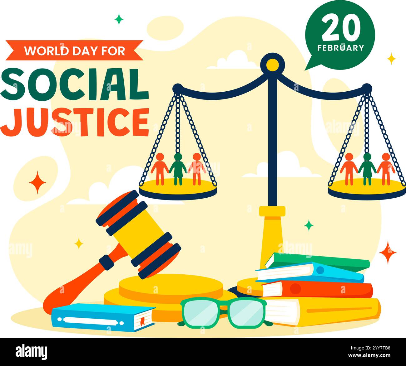 World Day of Social Justice Vector Illustration Featuring Scales and a ...