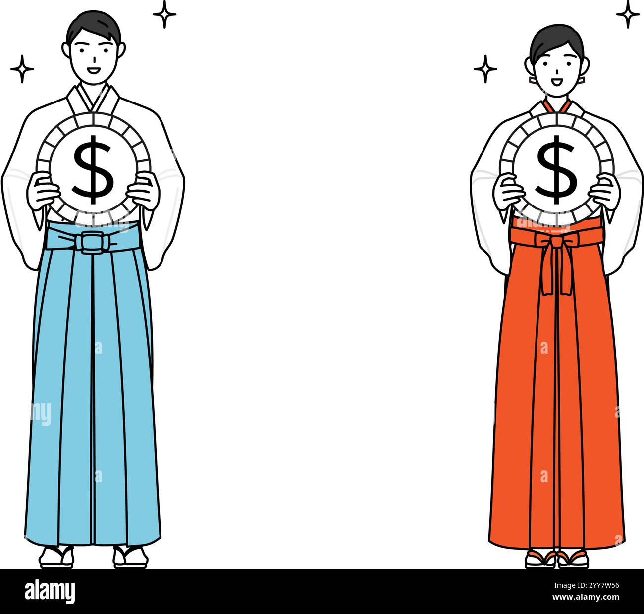 Priest and shrine maiden of the shrine, with images of foreign exchange ...